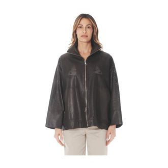 The Jack Leathers Femme, Vestes, Brun, Taille: 46 FR Bomber lungo traforato