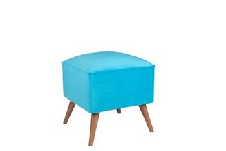 Atelier Del Sofa Stylish Turquoise Pouffe, Solid Fir Wood Frame, 100% Polyester Fabric, 32 DNS Foam, 41x44x41 cm | Easy Clean, Modern Design for Home & Office