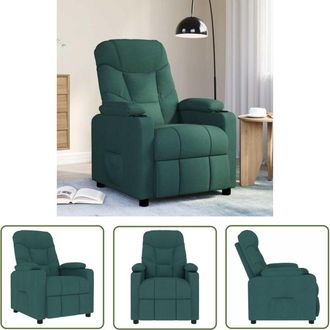 vidaXL Fauteuil de massage Vert fonc&eacute; Tissu Vidaxl