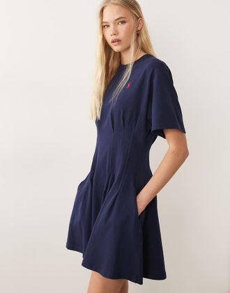 Polo Ralph Lauren Robe t-shirt de jour en maille - Bleu marine