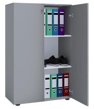 VCM B&uuml;roschrank mit 3 F&auml;chern | moderner Aktenschrank mit Dreht&uuml;ren | Ma&szlig;e ca. B. 70 x H. 110 x T. 40 cm - Lona 3-Fach