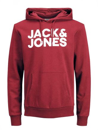 Jack & Jones Herren JJECORP Logo Sweat Hood, Rio Red/Large Print/W White, XXXL