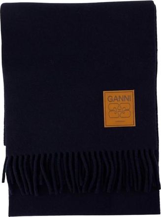 Ganni Tücher & Schals - Double-Faced Wool Scarf With Fringed Ends - Gr. unisize - in Schwarz - für Damen