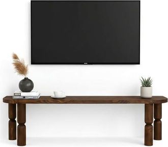 Dmora Fernsehschrank Ceres, St&auml;nder f&uuml;r Wohnzimmerfernseher, Niedriges Wohnzimmer-Sideboard, TV-St&auml;nderbasis, 140x35h40 cm, Nussbaum