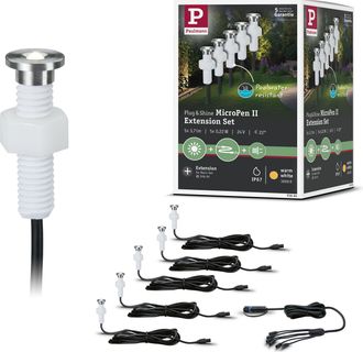 Paulmann 93694 Plug & Shine LED Au&szlig;enleuchte EBL Set MicroPen II IP67 3000K Edelstahl 93694 Einbauleuchte Einbaustrahler Ausseneinbauleuchte