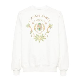 Casablanca Joyaux D Afrique Tennis Club Bedrucktes Wei&szlig;es Sweatshirt