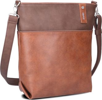 zwei Damen Umhängetasche Jana J12 Crossbody Bag 9 L Handtasche Bicolor Canvas-Stil passender Kosmetikbeutel extra Schultergurt & Schlüsselband, Schultertas