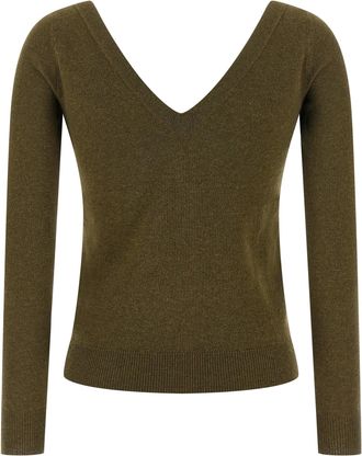 Saint Laurent Cashmere V-Neck Sweater - Olive