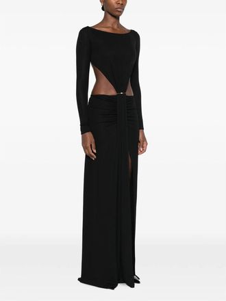 Elisabetta Franchi Cut-Out Ruched Evening Dress - Black