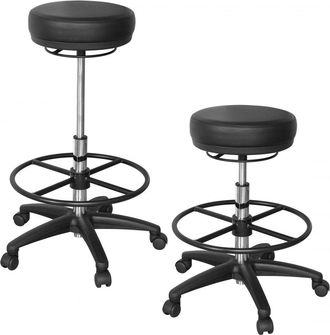 Amstyle Arbeitshocker Roland Schwarz Rund Sitzhocker Rollen gebremst Arbeitsstuhl 120KG Hocker h&ouml;henverstellbar