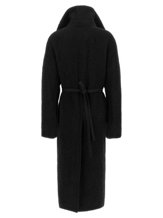 Rick Owens Womens Black Marabou Coat Clothing
