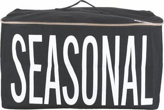 Villa D'Este Home Tivoli Aufbewahrungstasche aus Stoff, Doppelreißverschluss, mit Griff, 50 x 40 x 27 cm, schwarz, Bigismore