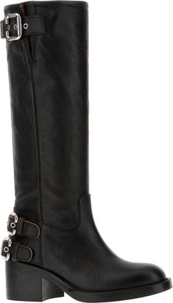 Chlo&eacute; Womens Black Leather Dakota Boots Stivali