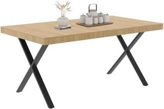 IDMarket Table &agrave; Manger Rectangle Alma 6 Personnes Design Industriel 160 cm