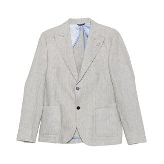 Daniele Alessandrini 115 Giacca Gessata Lino - - Jackets - Herren - Beige - M