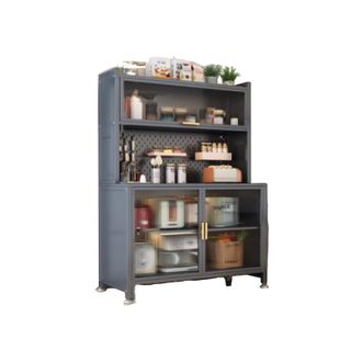 Generic Gro&szlig;z&uuml;giges Sideboard, Stabiler K&uuml;chenschrank aus Stahl mit Lochwand und Kabeldurchf&uuml;hrungen, geeignet for Wohn- und Esszimmer(Color1,120x42x157cm)