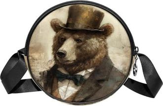 Generic Sac &agrave; bandouli&egrave;re rond pour femme, petit sac &agrave; bandouli&egrave;re vintage avec fermeture &eacute;clair, bretelles r&eacute;glables, sac &agrave; main rond d&eacute;contract&eacute; pour femmes