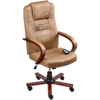 Beliani Massagestuhl DIAMOND mit Heizung Echtleder Hellbraun