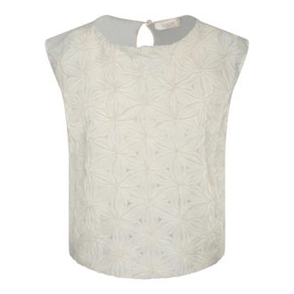 Incotex Embossed Floral Sleeveless Top - - Tops - Damen - Wei&szlig; - M