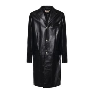 Marni Mantel aus Leder mit Gravurkn&ouml;pfen - - Jackets - Herren - Schwarzk - 2XL