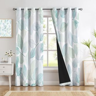 Generic Verdunklungsvorh&auml;nge Blattmuster Vorh&auml;nge Blickdicht 2Er Set H 145 X B 140 cm, Gardinen &Ouml;sen Abdunkelnde Vorh&auml;nge Wohnzimmer Schlafzimmer, Thermovorha