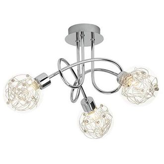 Brilliant lampe Joya plafonnier 3 lumi&egrave;res chrome | 3x QT14, G9, 33W, adapt&eacute; aux lampes &agrave; culot &agrave; broche (non incluses) | &Eacute;chelle A ++ &agrave; E | Fil d&eacute;coratif dans 