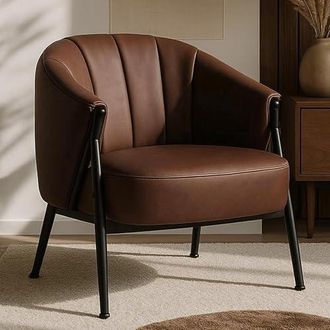 Mendler Fauteuil HWC-P30 Simili Cuir Rouille