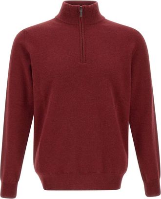 KANGRA pull à col montant zippé - Rouge