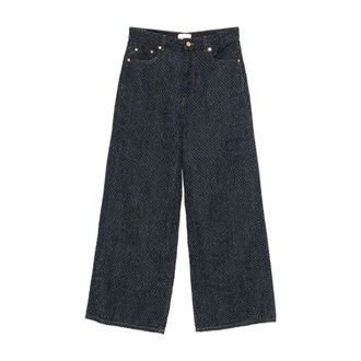 Ganni Textured Wide Jeans - - Jeans - Damen - Blau - W28