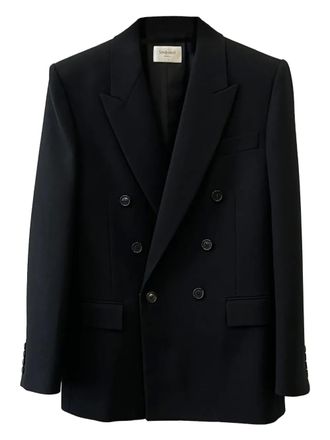 Saint Laurent Doppelreihiger Cassandre Gabardine-Blazer - Schwarz
