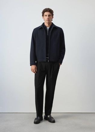 Mango Veste en drap &agrave; fermeture &eacute;clair bleu marine - Homme - XXL - MANGO MAN