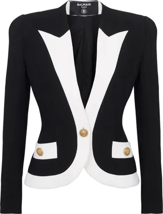Balmain Femme, Vestes, Noir, Taille: 34 FR Veste en cr&ecirc;pe bicolore