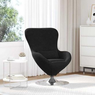 vidaXL Fauteuil oeuf Noir 63 x 73 x 90 cm Velours Vidaxl