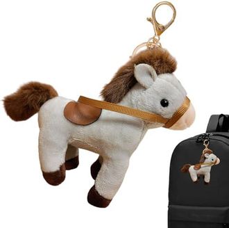 Generico Porte-cl&eacute;s animaux en peluche, pendentif cheval r&eacute;aliste pour sac, pendentif animaux doux pour sac &agrave; main, pour adultes, filles, &eacute;cole, f&ecirc;te, voyage, 