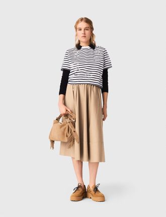 Maje Gestreiftes Shirt Mit Strassblumen - Wei&szlig; - Maje