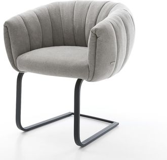 DELIFE Freischwinger Jada-Flex Strukturstoff Soft Grau Freischwinger flach Schwarz Taschenfederkern, Esszimmerst&uuml;hle