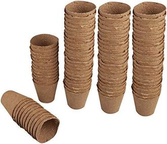 WINDHAGER Anzucht-Töpfe, Pflanztöpfe, Saattopf, Aussaattöpfe, Ziehtöpfe, 6 cm, rund, 96 Stück pro Packung, Braun