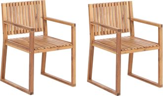 Beliani Gartenstuhl 2er Set mit Armlehnen zertifiziertes Holz Hellbraun Sassari II