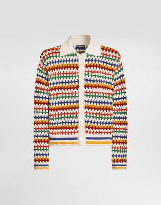 Dolce & Gabbana Bomberjacke Aus H&auml;kelstrick - Mann Strickwaren Multicolor M