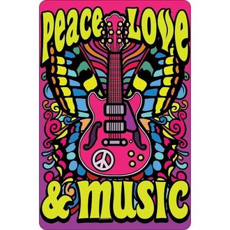 IUBBKI Blechschild mit Musik-Aufschrift Peace Love, 30,5 x 20,3 cm