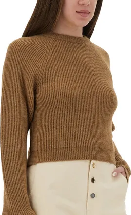 Moschino Cropped Alpaca Blend Sweater - Brown