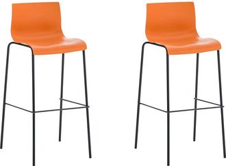 Clp 2er Set Barhocker hover Kunststoff 4-Fu&szlig; Gestell orange schwarz