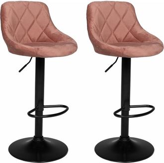 Happy Garden Happy Garden - Lot de 2 tabourets de bar en velours rose robin