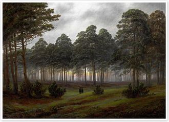 Posterlounge Der Abend Poster von Caspar David Friedrich 40 x 30 cm Grün Wandbilder Wanddeko