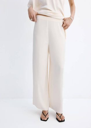 Mango Pantalon droit satin&eacute; &eacute;cru - Femme - XL - MANGO