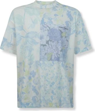 Maison Margiela Homme, Tops, Bleu, Taille: XL T-shirt &agrave; col rond et imprim&eacute; floral
