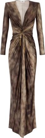 Elisabetta Franchi Femme, Robes, Brun, Taille: 38 FR Robe Longue Tapis Rouge