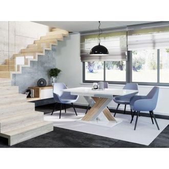 Best Mobilier Bestmobilier - Buriti - table à manger extensible - blanc et chêne clair - 4 à 6 personnes