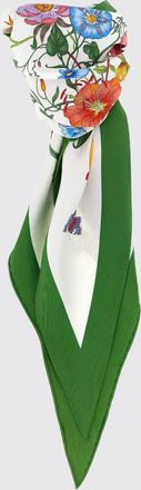 Gucci Seidentwill-Schal mit Blumen- und Logodruck