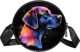 Generic Sac &agrave; bandouli&egrave;re rond pour femme, sac &agrave; bandouli&egrave;re rond d&eacute;contract&eacute; avec fermeture &eacute;clair, bretelles r&eacute;glables, motif chien galaxie